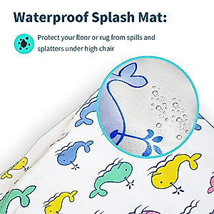 Splat High Chair Mats for Dropping Food, ALYYDBG Baby Washable Waterproof & Anti-Slip Floor Splash Mat for Under High Chair (Large Round 43 X 43 Whale)