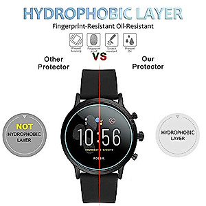 Suoman 3-Pack for Fossil Gen 5 Carlyle HR and Fossil Gen 6 Men Women Screen Protector Tempered Glass Smartwatch [2.5D 9H Hardness] [Anti-Scratch]