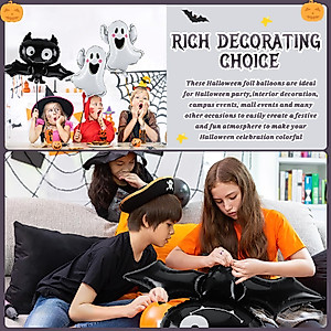 FEBSNOW Halloween Foil Balloons 8 Pack Halloween White Ghost Black Bat Mylar Balloons 30 Inch Halloween Decor Balloons for Halloween Party Favors Supplies
