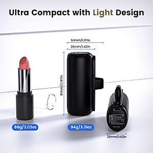 HUAENG Portable Charger for iPhone, 5500mAh Plug in Ultra-Compact Power Bank Small Battery Pack Phone Charger Compatible with iPhone 14 13 12 11 Pro Max XR XS X 8 7 6 Airpods-Black