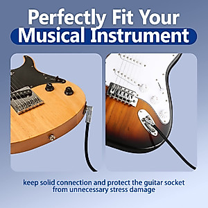 Sovvid Guitar Cable 10FT Professional Instrument Cable Electric Guitar AMP Cord Updated Version 1/4 TS Cable for Guitar Bass Mandolin Keyboard and Pro Audio, Right Angle to Straight (Black White)