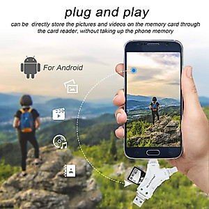 SD Card Reader for iPhone/ipad/Android/Mac/Computer/Camera,4 in1 Micro SD Card Reader Trail Camera Viewer, Portable Memory Card Reader SD Card Adapter for SD and TF Cards(White)