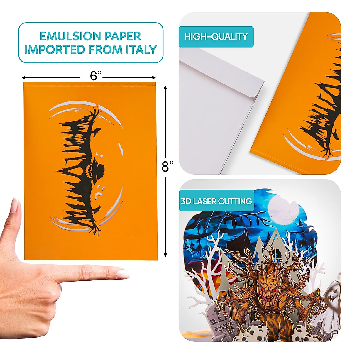 CUTE POPUP - Happy Halloween Pop Up Cards with Scaring Spooky Tree Design | Birthday Cards Holiday Card Pop Up in Autumn, 6x8 inches, Startled Present for Kids, Grandson and Adults