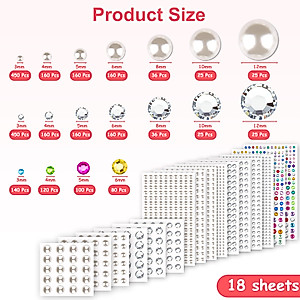 Vodolo Hair Jewels,2472 Pcs Hair Gems,Diamond Hair Accessories for Women Girl,Hair Pearls Jewelry Stick On,Bling Stickers Rhinestone Self Adhesive for Prom,Face,Makeup,Eye,Nail,