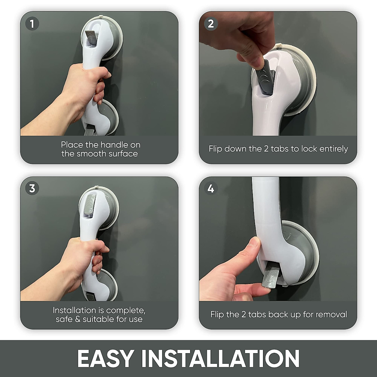 Grab Bars for Bathtubs and Showers, Shower Handles for Elderly Suction, Bathroom Accessories for Shower Chair, Grab Bars for Elderly for Wall, Handicap Grab Bars, Shower Grab Bars for Seniors