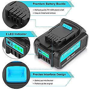 Forrat 2 Pack 6.0Ah 20V Max Battery Replacement for Dewalt 20V Battery DCB206 DCB204 DCB200 DCB180 DCB181 DCD/DCF/DCG Series