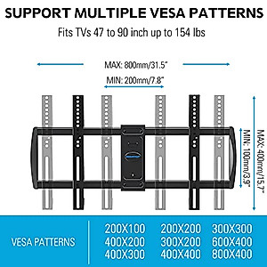MOUNTUP TV Wall Mount Full Motion for Most 47"-90" Flat/Curved TVs, Swivel Tilt TV Mount for 65 70 75 80 82 85 inch TVs, TV Bracket for Max 24 inches Studs, Up to 154lbs, Max VESA 800x400 MU0015