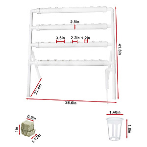 SanSanYa Hydroponic Site Grow Kit 36 Planting Sites Hydroponic Grow Kit Hydroponic Garden Plant Growing System with Rockwool Grow Baskets Sponges