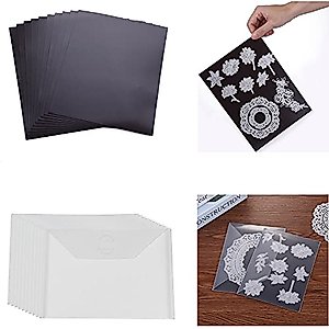 10 Pack Sturdy Clear Plastic Envelope Storage Pockets & 10Pack Rubber Soft Magnet Sheet for Cutting Dies Stencil Crafting Die Cuts Stamps Storage Sets Great for Stamper Crafter Porjects 0.5mm
