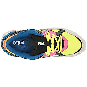 FILA Women's Sandenal Orbit Sneaker, Safety Yellow/Knockout Pink/Electric Blue, 5.5