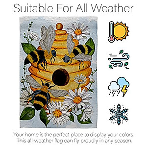 Ornament Collection My Bee Garden Flag Set Wood Dowel Friends Butterfly Ladybugs Dragonfly Springtime Insect Natural Wildlife House Decoration Banner Small Yard Gift Double-Sided, Made in USA