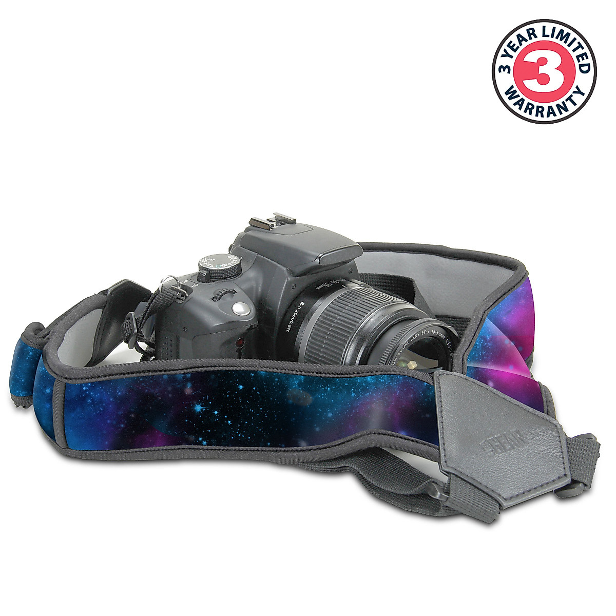USA Gear DSLR Camera Strap Chest Harness with Quick Release Buckles, Galaxy Neoprene Pattern and Accessory Pockets - Compatible with Canon, Nikon, Sony and More Point and Shoot and Mirrorless Cameras