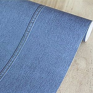 Yifely Blue Denim Pattern Self-Adhesive PVC Shelf Drawer Liner Home Decor 17x118 Inch Christmas