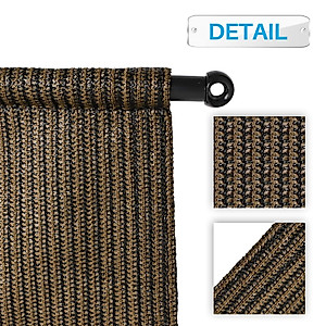 Patio Outdoor Shade Universal Replacement Pergola Canopy Shade Cover 8’X16’ Brown with Grommets 2 Sides Weighted Rods Included Shade Screen Panel for Balcony Deck Porch