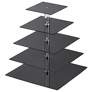 SinoAcrylic Cupcake Stand - 5 Tiers Square Cupcake Tower - Tiered Serving Dessert Cake Holder - Unique Black Exquisite Plate - Perfect for Wedding, Birthday, Party, Baby Shower and Christmas