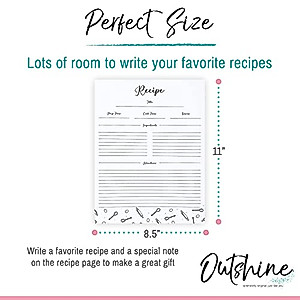 OUTSHINE Premium Recipe Paper for 8.5" x 11" Recipe Binders, Farmhouse Design (50 Sheets) | Full Size Recipe Refill Pages for Binder | Recipe Card Sheets | No-Smear Matte Paper