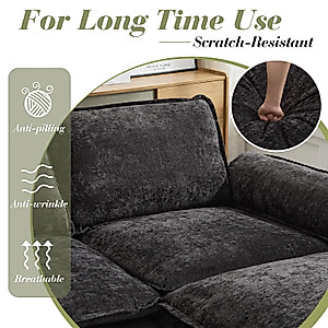 DRMBOOK 108.7'' Convertible Sectional Sofa Couch, Modern L-Shaped Modular Cloud Couches with Adjustable Armrest, 3 Seat Upholstered Sofa Set with Ottoman for Living Room Apartment Office, Black