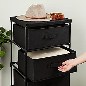 Juvale Black 4 Drawer Dresser, Fabric Clothes Storage Stand for Bedroom, Nursery, Closet Organizer Unit (16.5 x 13 in)