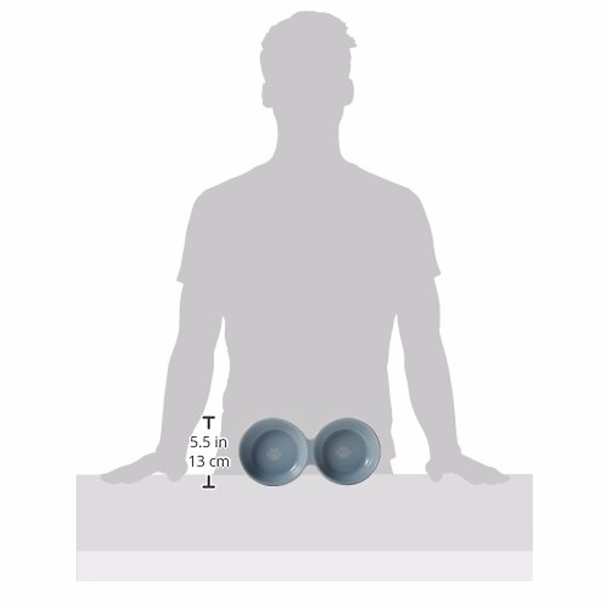 PetRageous 91431 Wubbys Duo Diner Stoneware Bowl 10-Inch Wide and 1.5-Inch Tall Bowl with 1-Cup Capacity Each Bowl and Dishwasher and Microwave Safe for Extra Small Dogs and Cats, Blue