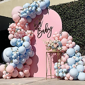 Double Stuffed Pastel Blue Balloon Garland Macaron Baby Blue Balloons Different Sizes 18/12/5 Inch Light Blue Latex Balloons Arch Kit For Gender Reveal Birthday Baby Shower Party Decorations