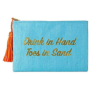 Beach Clutch - DRINK IN HAND TOES IN SAND (Blue)