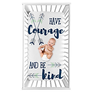 Sweet Jojo Designs Woodland Arrow Boy Fitted Crib Sheet Baby or Toddler Bed Nursery Photo Op - Grey, Navy Blue and Mint