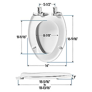 MAYFAIR 1887SLOW 000 Affinity Slow Close Removable Toilet Seat that will Never Loosen, Providing the Perfect Fit, ELONGATED, Long Lasting Solid Plastic, White