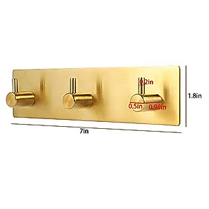 Picowe Key Holder for Wall Decorative, Adhesive Stainless Steel Key Hooks, Key Hanger Key Organizer for Wall, Towel Hook Coat Hanger for Kitchen Bathroom Mudroom Hallway Entryway(Three Rows,Golden)