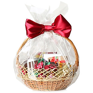 Tatuo 10 Pieces Easter Clear Basket Bags Cellophane Wrap Plastic Bag for Gifts Teachers Students Friend Gifts Baskets Party Festivals, 30 x 44 Inch