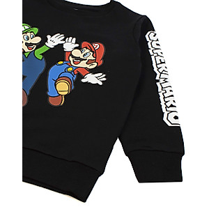 Super Mario Sweatshirt Luigi Character Gamers Black Long Sleeve Kids Boys Jumper 7-8 Years