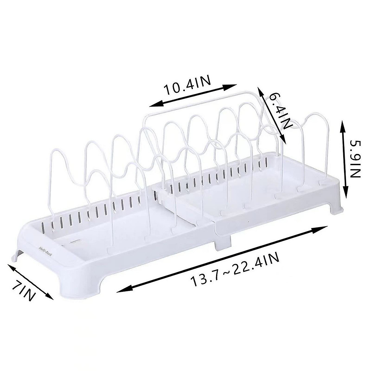 CHIOGHBN Pan and Pot Organizer Rack, Expandable Pans and Pots Organizer for Cabinet, 9 Adjustable Compartments Lid Pots and Pans Organizer, Bakeware Organizer for Cabinet for Kitchen Storage