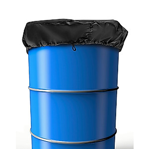 QWORK Drum Cover for 55 Gallon Industrial Barrel, 2 Pack High Density Nylon Oxford Fabric Covers with Excellent Waterproof Performance and Stretchable Adjustable Drawstring