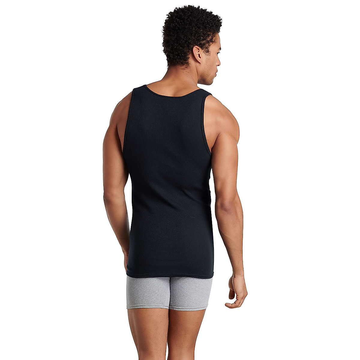 Fruit of the Loom Men's Sleeveless Tank A-Shirt, Tag Free & Moisture Wicking, Ribbed Stretch Fabric, 8 Pack-Black/Grey, Small