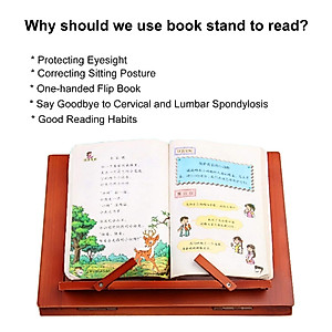 CIRCLEEN Wooden Portable Laptop Stand Adjustable Height Bed Side Book Stand for Desk Sofa Couch Table for Reading Display Cookbook Stands Holder for Kitchen (13L x 9H inch)