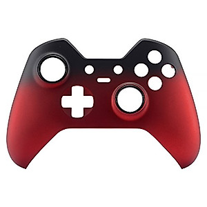 eXtremeRate Red Shadow Soft Touch Replacement Faceplate Front Shell for Xbox One Elite Controller Model 1698 with Thumbstick Accent Rings - Controller NOT Included