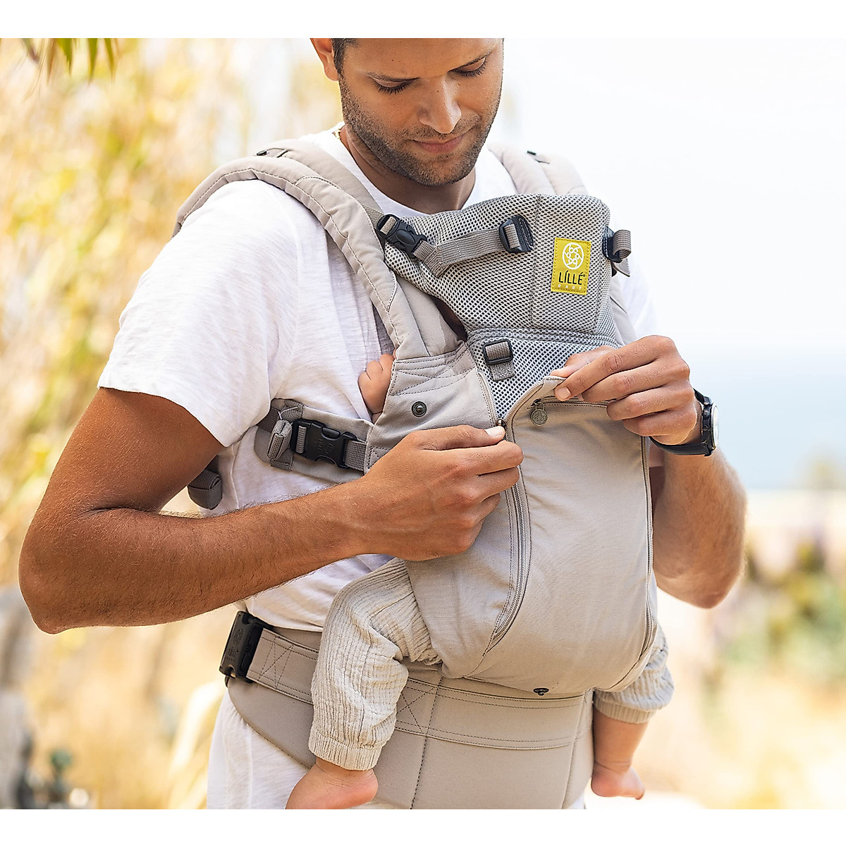 LÍLLÉbaby Complete All Seasons Ergonomic 6-in-1 Baby Carrier Newborn to Toddler - with Lumbar Support - for Children 7-45 Pounds - 360 Degree Baby Wearing - Inward & Outward Facing - Stone