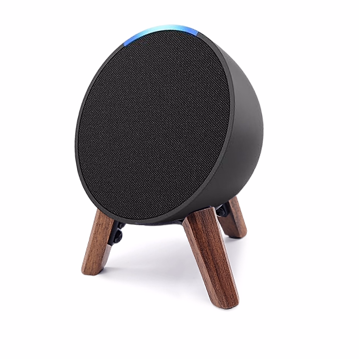 Real Wood Stand for Echo Pop Speaker (Newest Model),Tripod Accessories Holder for Better Sound,Secure Sturdy Wooden Table Mount for Alexa Pop (Walnut)