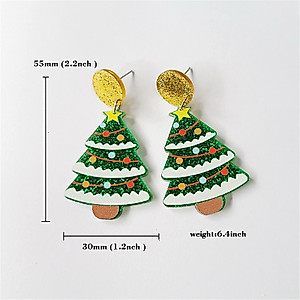 4/5Pairs Cute Cartoon Christmas Tree Dinosaur Alpaca Cactus Santa Claus Hat Drop Dangle Earring Set for Women Acrylic Glitter Cactus Animal Earring Xmas Party Jewelry Gift-A 4pairs