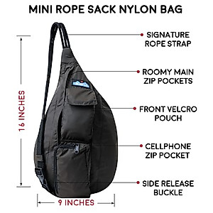 KAVU Mini Rope Sack Sling Crossbody Backpack - Blackout