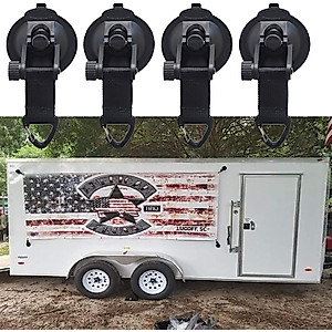 Pmsanzay 4 Pack, Heavy Duty Suction Cup Hooks Anchor with Straps, Strong Suction Cup Tie Downs - Double Suction, for PVC Inflatable Boat Raft Dinghy Kayak SUP