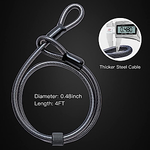 UBULLOX Bike U Lock Heavy Duty Bike Lock Bicycle U Lock, 16mm Shackle and 4ft/6ft Length Security Cable with Sturdy Mounting Bracket for Bicycle, Motorcycle and More, Large