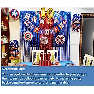 Vanujoy 3 Pack Blue Foil Fringe Backdrop Curtains Party Decoration - Tinsel Party Door Fringe Curtain Backdrop for Birthday Bachelorette Party Engagement Bridal Shower Graduation Decoration