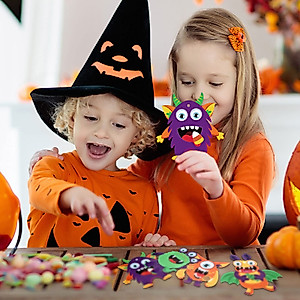 24 Sets Halloween Craft Paper Ornaments Halloween Craft Kits DIY Craft Halloween Paper Decorative Kit Art Craft DIY Handcraft Supplies for Game Activities