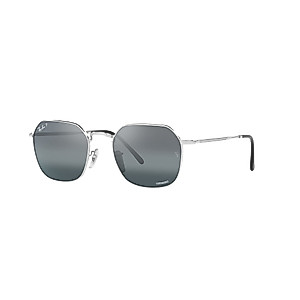 Ray-Ban RB3694 Jim Square Sunglasses, Silver/Blue Mirrored Gradient Polarized, 53 mm