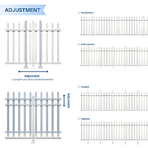 E&K 4 Sets 30"H x 84"W Vinyl White Picket Fence Panels Decorative Fencing for Front Porch Yard Garden Pool (34 Pickets, Straight)