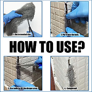 2Pack Steel Wool Mice Control, Animals Blocker Rolls, Wire Mesh Fill Fabric DIY Barrier Pads, Wood Filler Hardware Cloth Gap Filter for Sanding, Wall Crack, Hole, Pipeline, Garden, House, Garage(16oz)