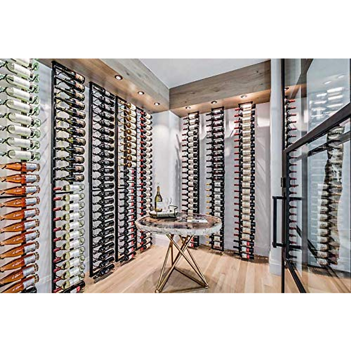 VintageView W Series One-Sided Floating Wine Rack Kit (21 Bottles, Satin Black) Stylish Modern Wine Storage with Label Forward Design