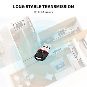 Bluetooth Adapter for PC 5.0, ALINKVITE Bluetooth Adapter for Windows 11/10/8.1/8/7, Bluetooth Dongle with Ultra-Range, Dual-Mode, USB Dongle for Keyboard, PC, Mobile, Printer, Headset, Speakers