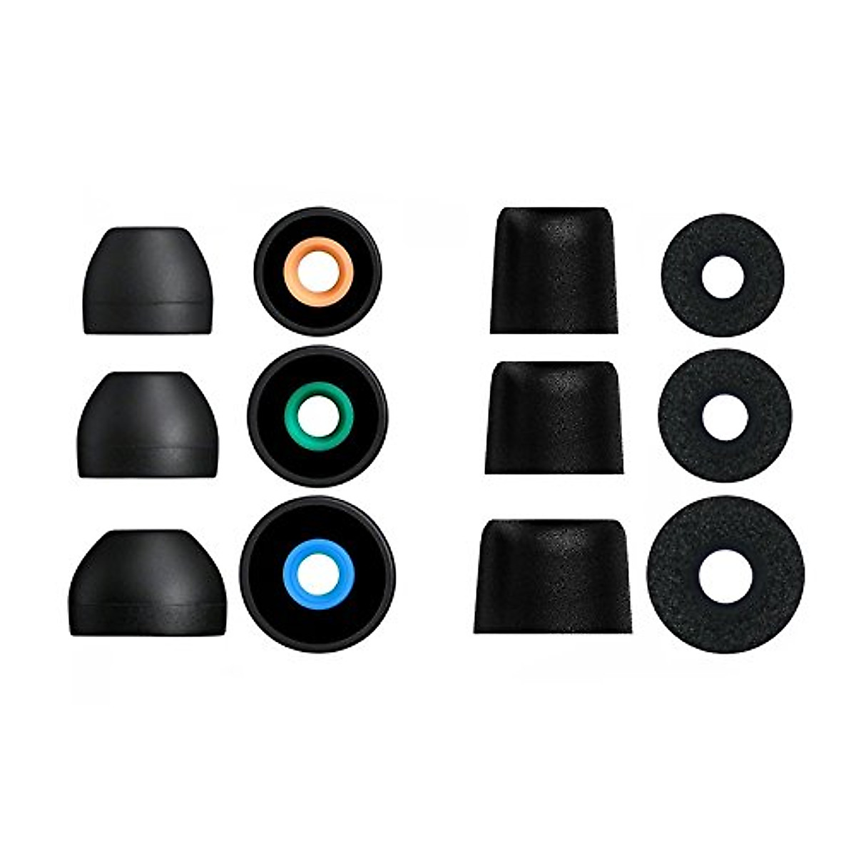 12 pcs (BHB-BMF-sB) S/M/L Hybrid and Memory Foam Replacement Set Earbuds Eartips Adapters Compatible with Sony in-Ear Earphone Headsets