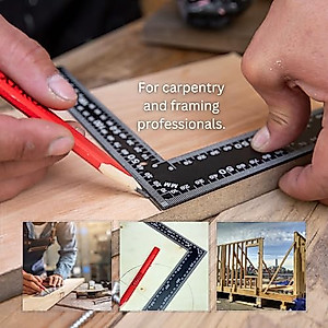 Kapro - 305 Carpenter and Framing Square - with 1/16” Increments - Features Conversion and Rafter Tables - Anodized Steel Blade - 8 X 12 Inch